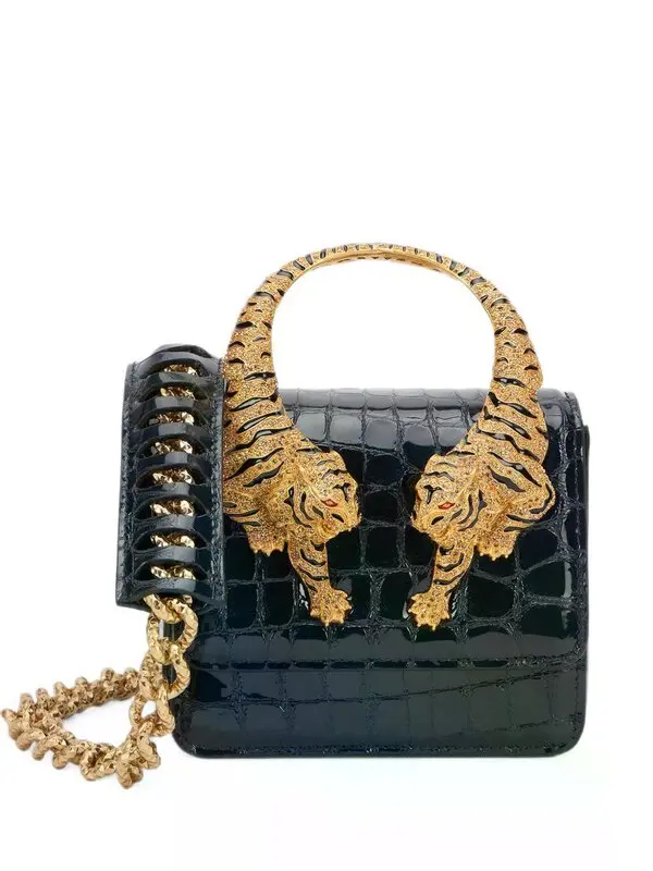 Roberto Cavalli Crocodile-effect Tiger Tote Bag