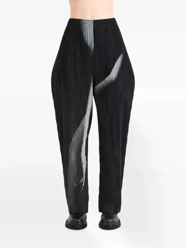 Issey Miyake Hands Of Lover Pleated Graphic-print Trousers
