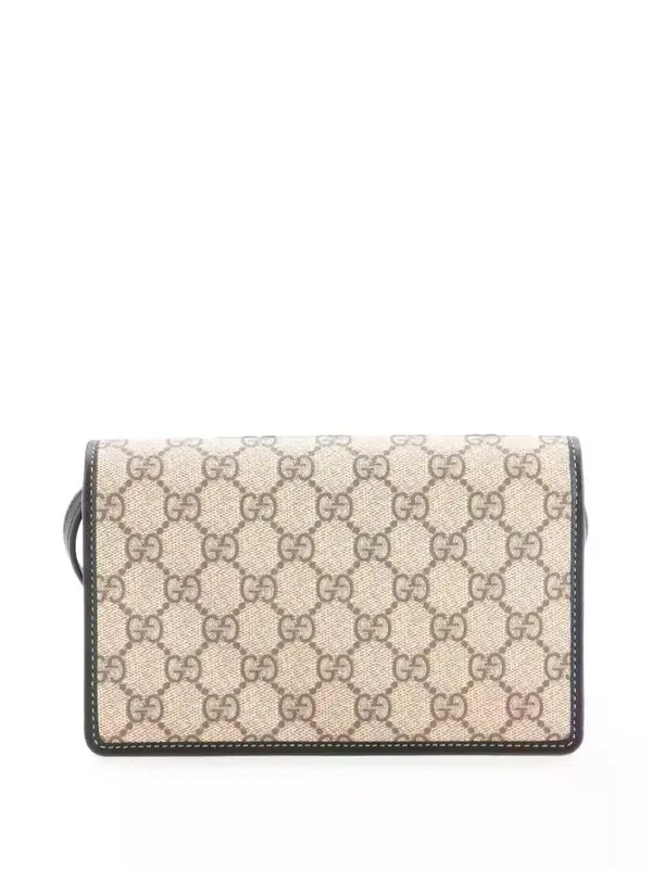 Gucci Emblem Wallet On Strap Gg Coated Canvas Shoulder Bag - Black