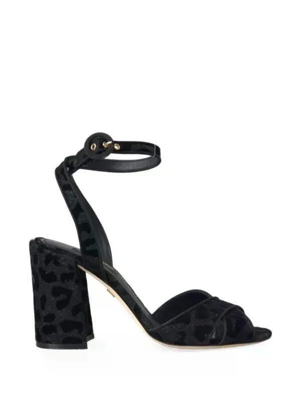 Dolce & Gabbana Animal-print Glitter-detail Sandals - Black