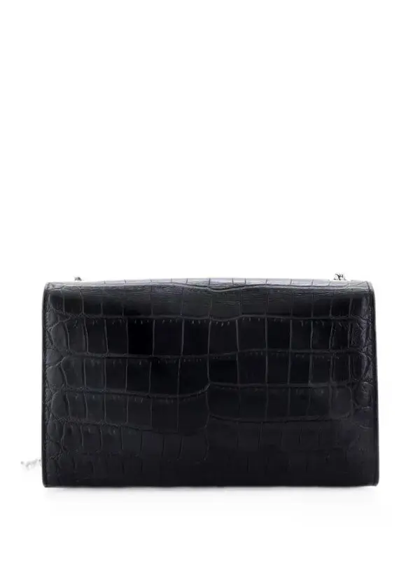 Saint Laurent Classic Monogram Tassel Crocodile Embossed Leather Medium Crossbody Bag