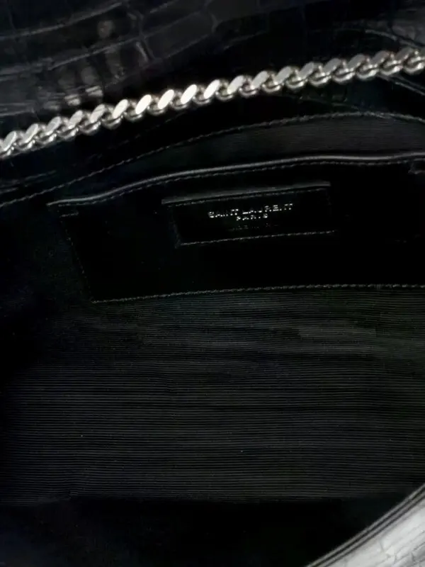 Saint Laurent Classic Monogram Tassel Crocodile Embossed Leather Medium Crossbody Bag