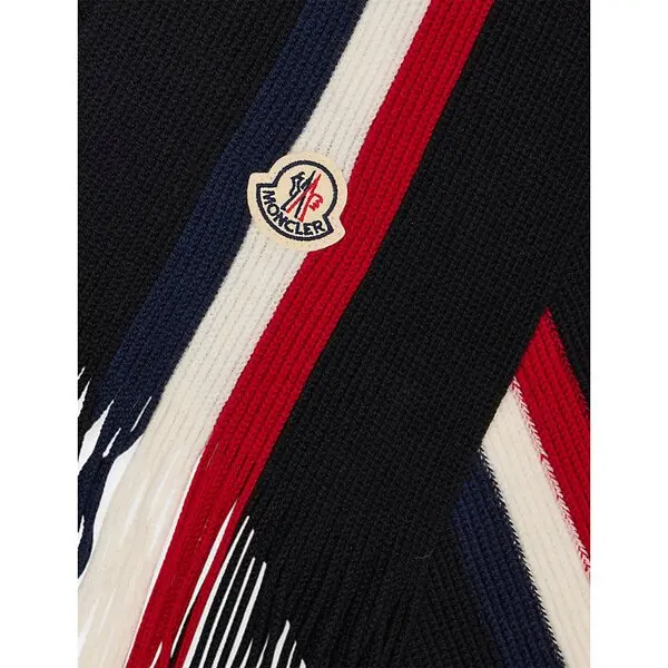 Moncler Striped Logo-embroidered Wool Scarf