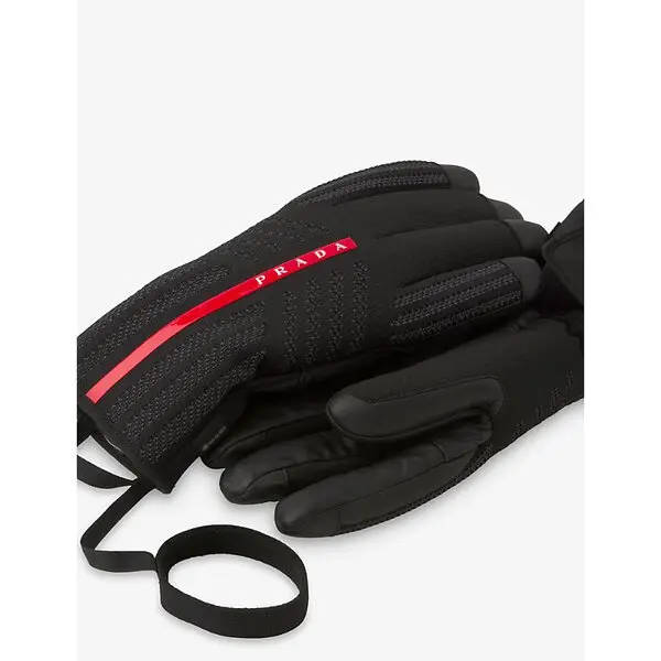 Prada Gore-tex Leather And Knit Ski Gloves