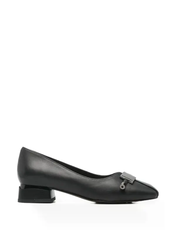 LINDA BAUMANN Plaque-detail Square-toe Heeled Pumps