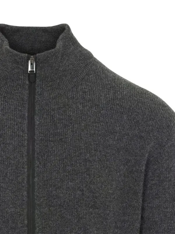 Canali Ribbed-knit Zip-up Cardigan