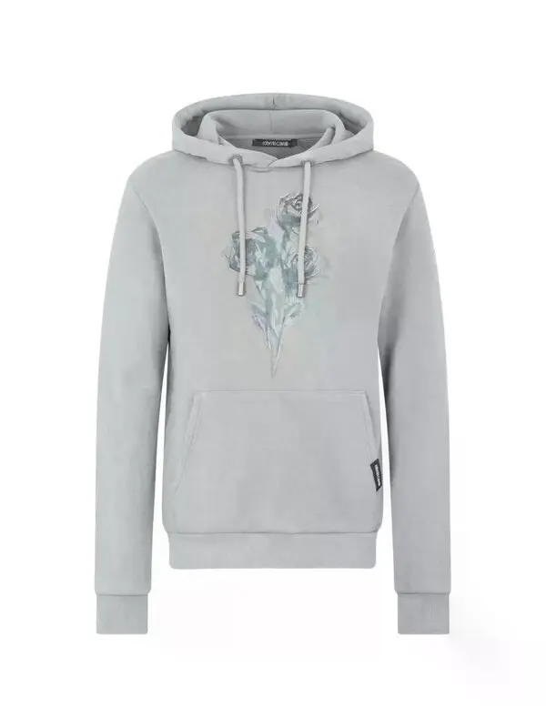 Roberto Cavalli Rose-print Drawstring Hoodie