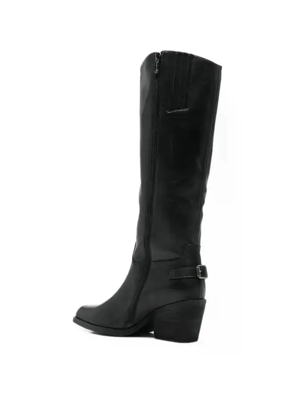 LINDA BAUMANN Buckle-detail Square-toe Knee-high Boots