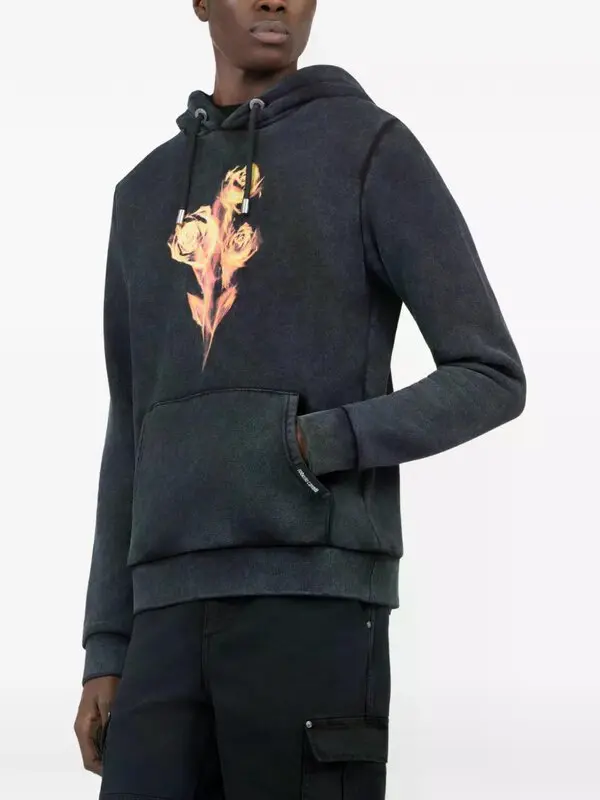 Roberto Cavalli Rose-print Cotton Hoodie