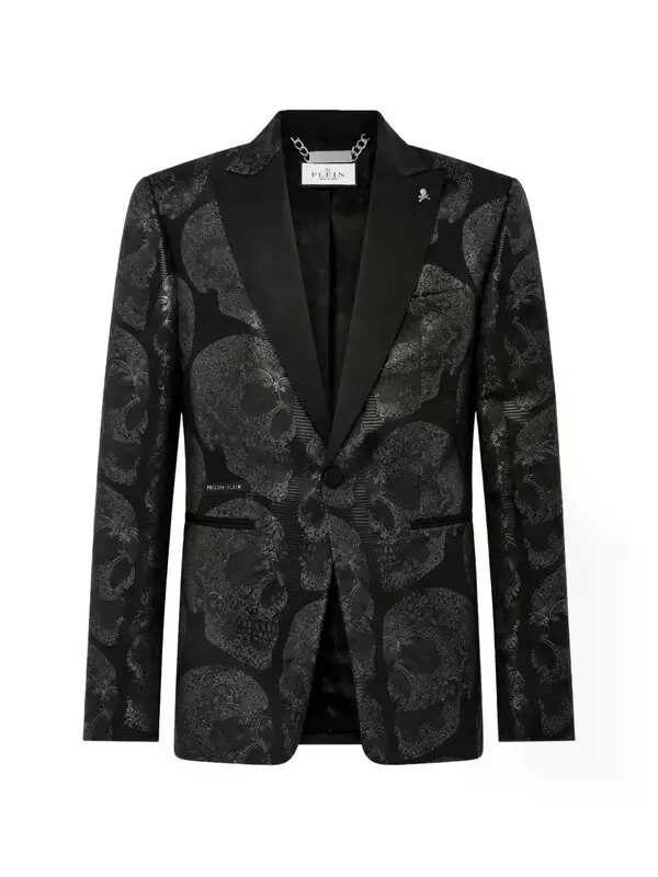 Philipp Plein Jacquard Blazer Regular Fit Skulls