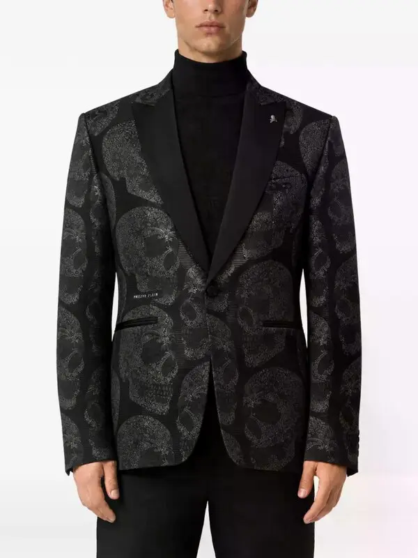 Philipp Plein Jacquard Blazer Regular Fit Skulls