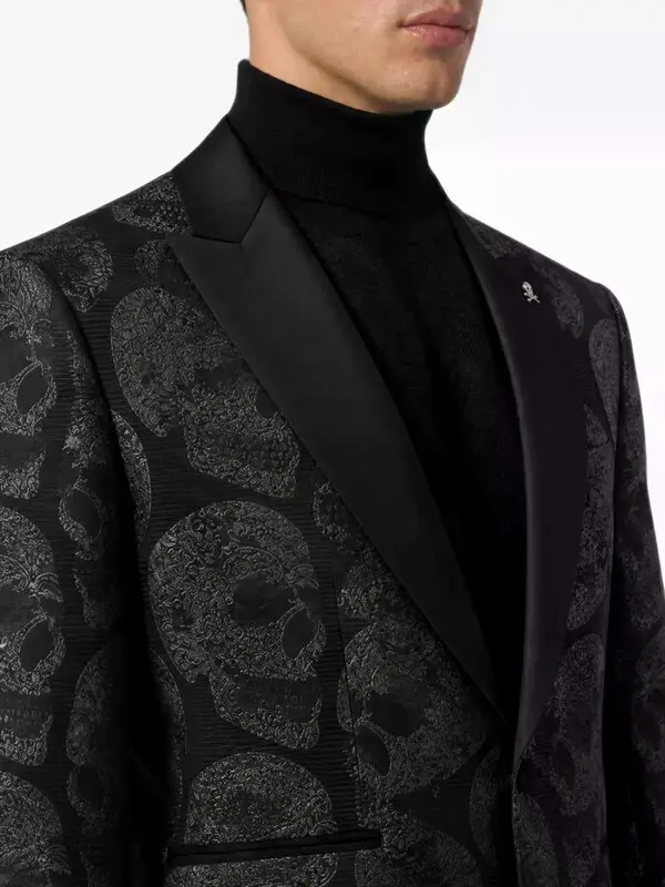 Philipp Plein Jacquard Blazer Regular Fit Skulls