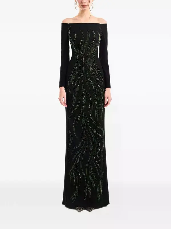 GEMY MAALOUF Beaded Off-shoulder Dress