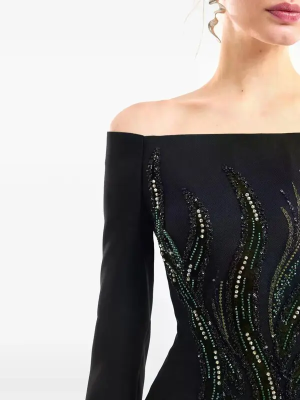 GEMY MAALOUF Beaded Off-shoulder Dress