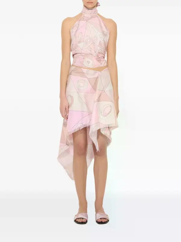 Emilio Pucci Occhi-print Asymmetrical Silk Skirt
