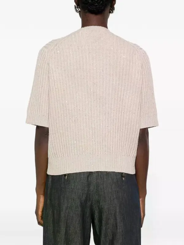 Brunello Cucinelli Sequin-embellished Ribbed-knit Sweater