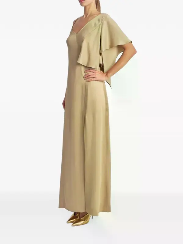 IRINA SCHROTTER Danielle Ruffled Asymmetric Maxi Dress - Neutrals