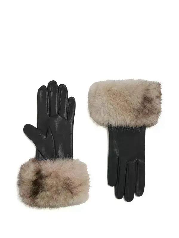 Apparis Betty Faux-fur Trim Gloves - Black