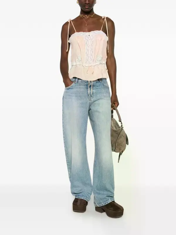 Chloé Lace-trim Floral-jacquard Top - Pink