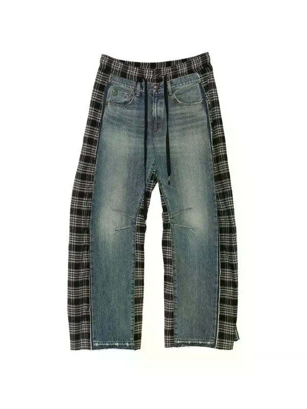 INDIVIDUAL SENTIMENTS Check-panelled Wide-leg Jeans