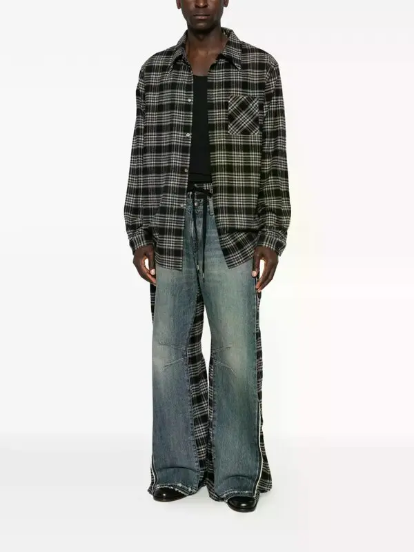 INDIVIDUAL SENTIMENTS Check-panelled Wide-leg Jeans