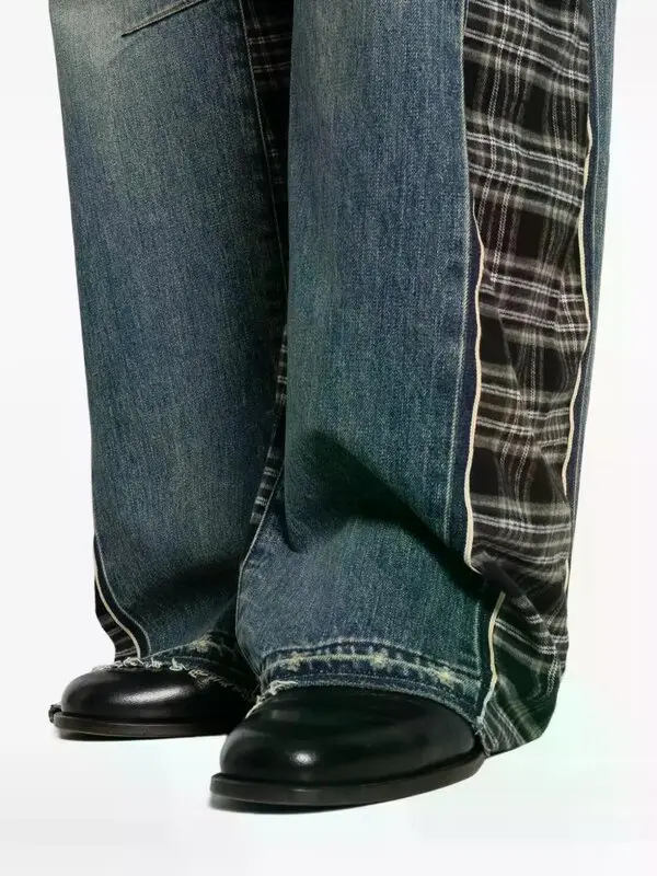 INDIVIDUAL SENTIMENTS Check-panelled Wide-leg Jeans