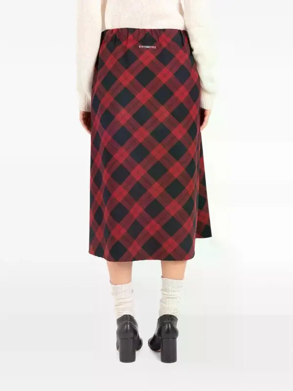 SOCIETE ANONYME Vero Checked Midi Skirt - Red