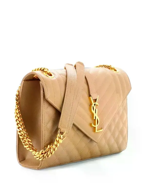 Saint Laurent Classic Monogram Envelope Satchel Mixed Matelasse Leather Medium Shoulder Bag
