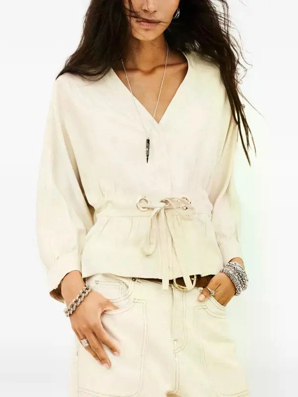 Ba&sh Precila Peplum Tie-fastening Blouse - Neutrals