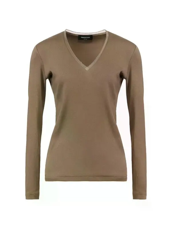 Fabiana Filippi V-neck Long-sleeve T-shirt - Green