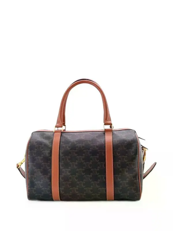Celine Boston Bag Triomphe Coated Canvas Large Handbag