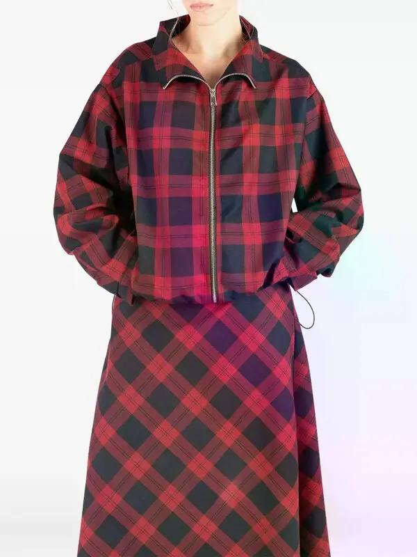 SOCIETE ANONYME Check-pattern Zip-up Jacket - Red