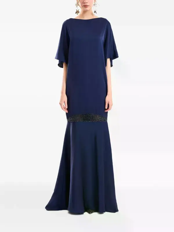 GEMY MAALOUF Beaded Flutter-sleeve Dress