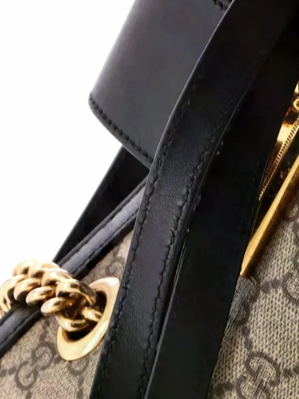 Gucci Padlock Chain Tote Gg Coated Canvas With Leather Small Shoulder Bag
