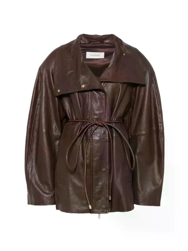 Sportmax Spsalaggio Belted Leather Jacket - Brown