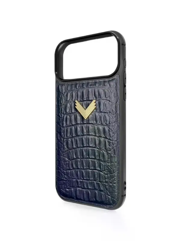 VELANTE Alligator-effect Leather Phone Case - Blue