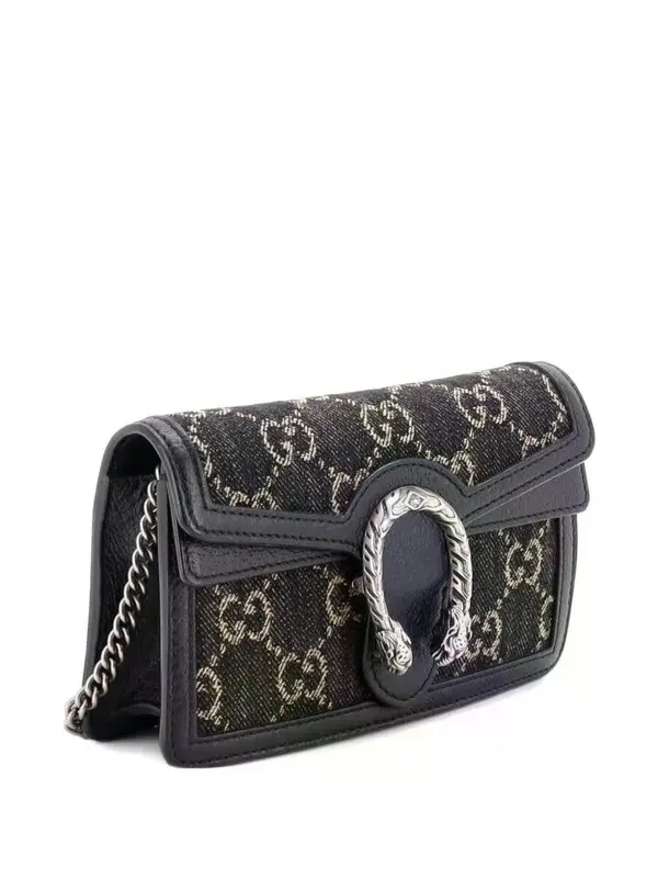 Gucci Dionysus Bag Gg Denim Super Mini Crossbody Bag - Black