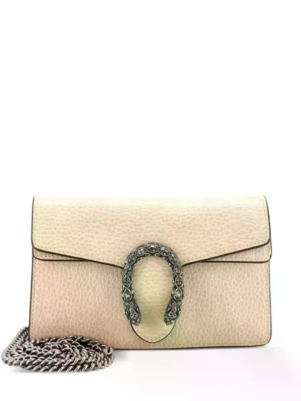 Gucci Dionysus Bag Leather Super Mini Clutch Bag - Neutrals