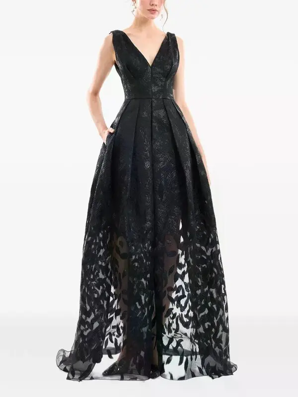 GEMY MAALOUF V-neck Jacquard Dress