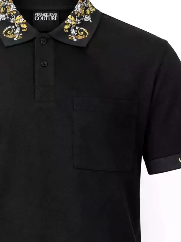 Versace Barocco-print Logo-embroidered Polo Shirt
