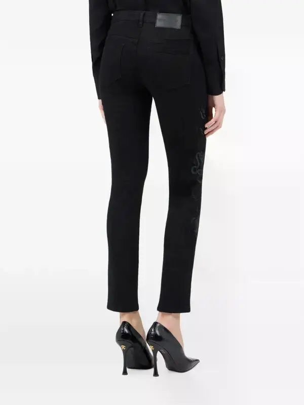Roberto Cavalli Snake-embroidered Cropped Jeans