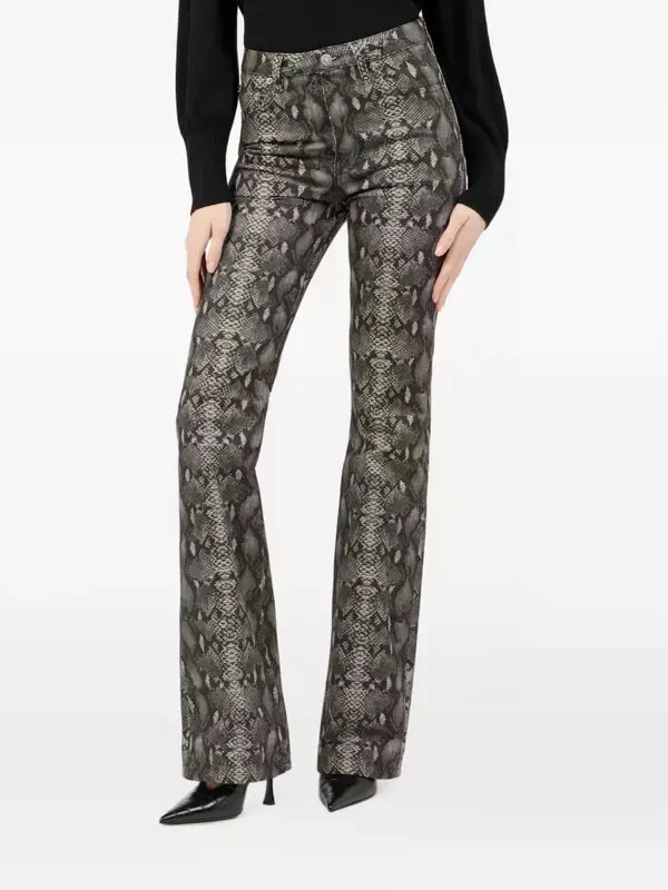 Roberto Cavalli Python-print Flared Jeans