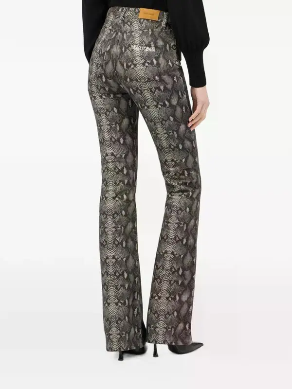 Roberto Cavalli Python-print Flared Jeans
