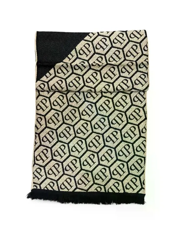 Philipp Plein Monogram-print Fringed Scarf