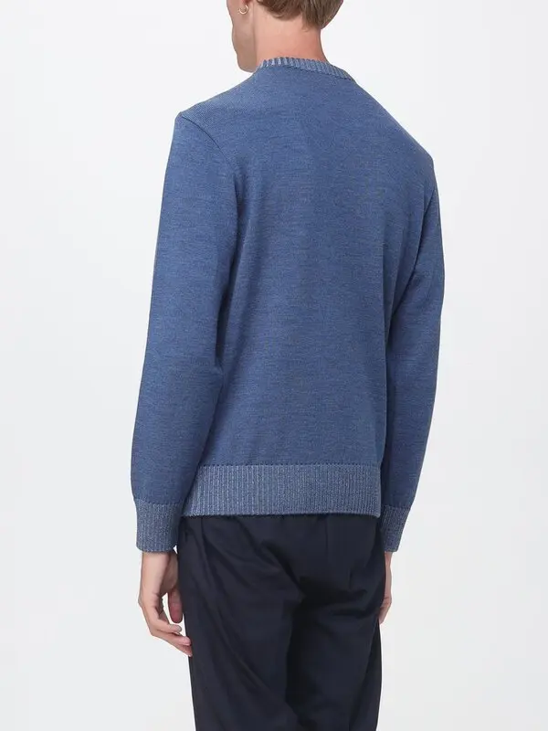 Paul & Shark 100% Wool Crewneck Jumper With Ribbed Trims - Gnawed Blue