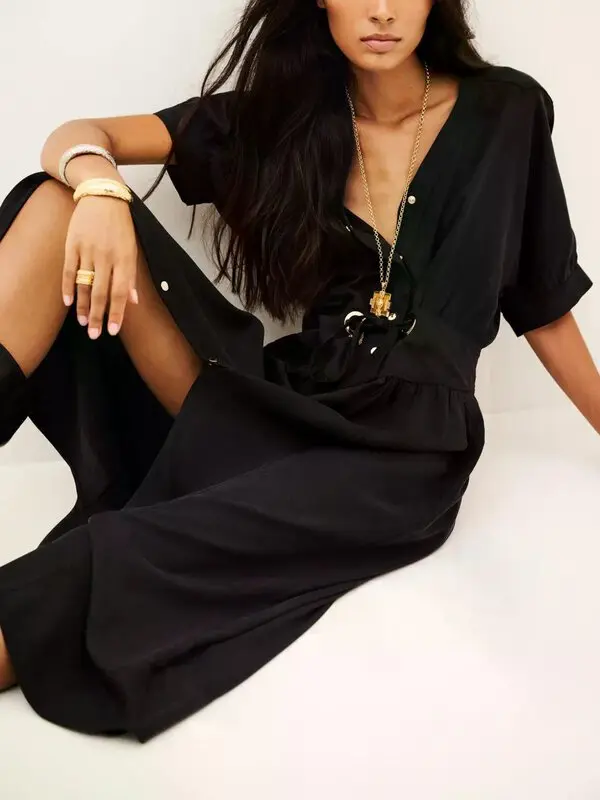 Ba&sh Parisa Button-up Midi Dress - Black