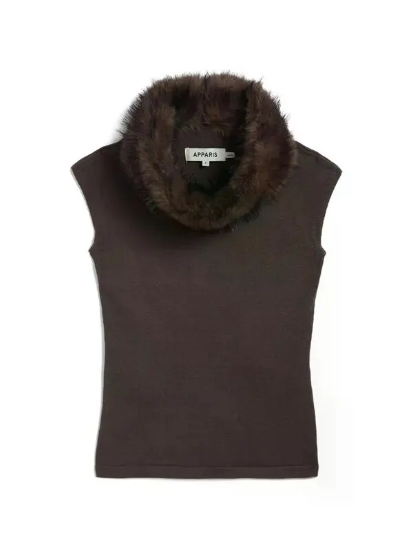 Apparis Vail Faux-fur Trim Sleeveless Top