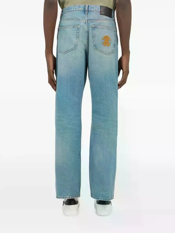 Roberto Cavalli Monogram-embroidered Straight-leg Jeans