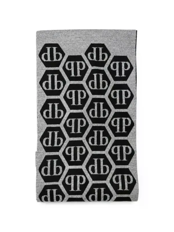 Philipp Plein Logo-intarsia Knitted Scarf