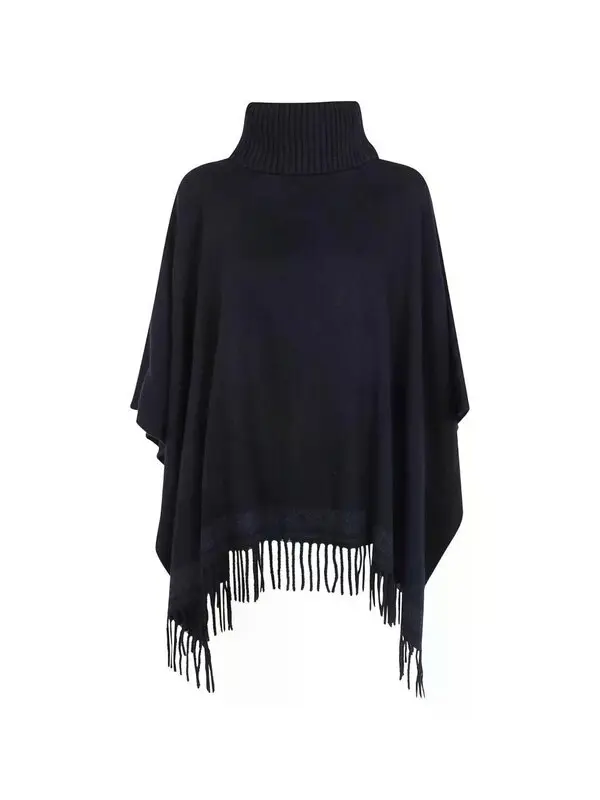Ralph Lauren Fringe-trim Roll-neck Poncho - Black